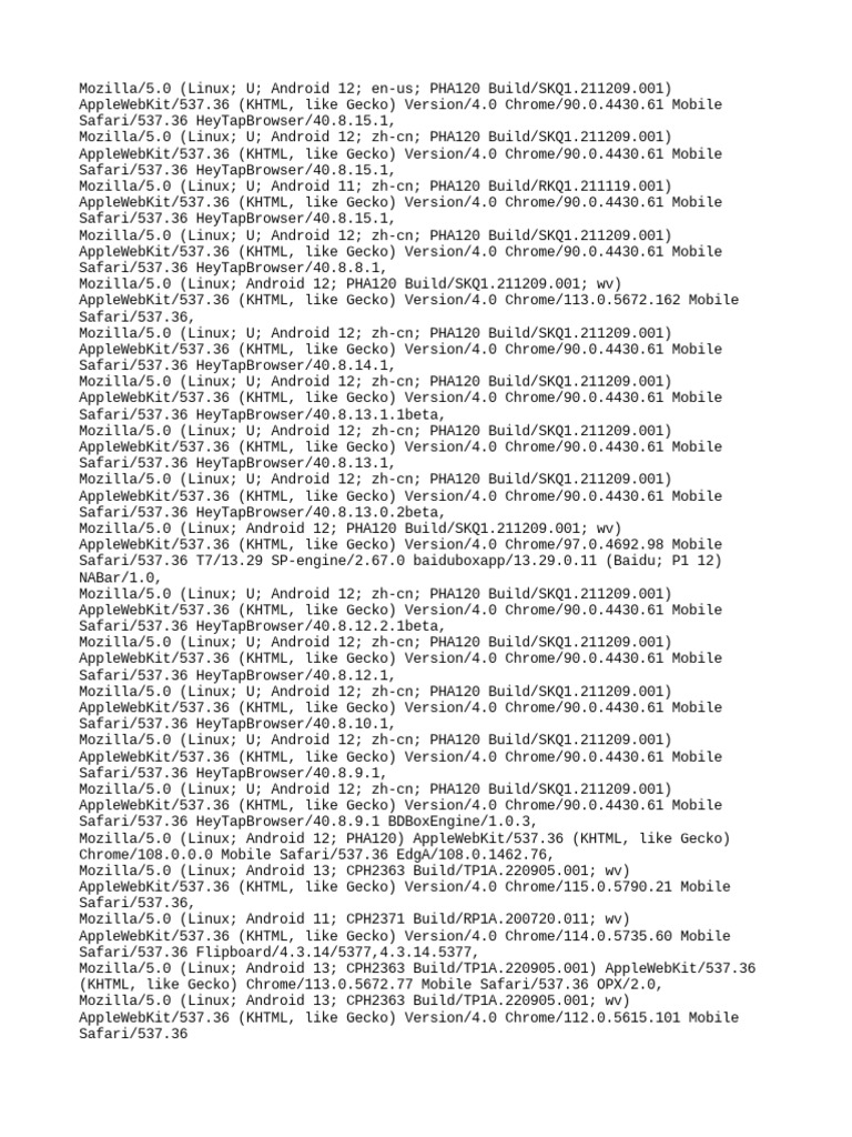 Android User Agent Strings | PDF | Safari (Web Browser) | Free Software Projects