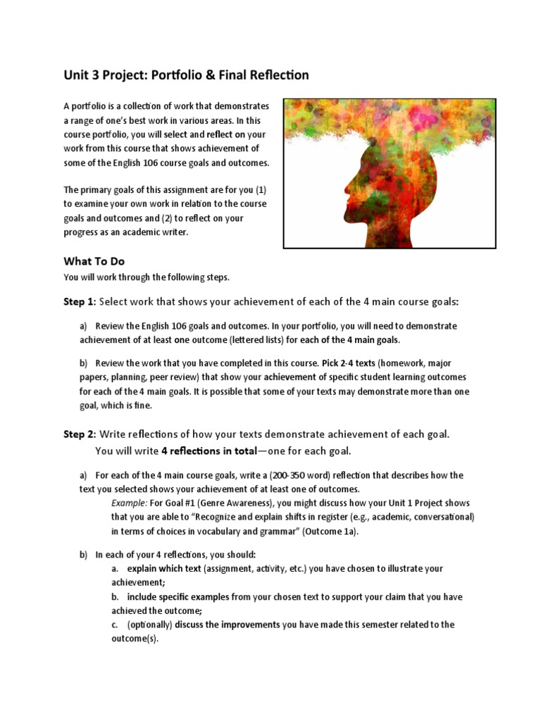 English 106 Portfolio Reflection Guide | PDF | English Language | Goal