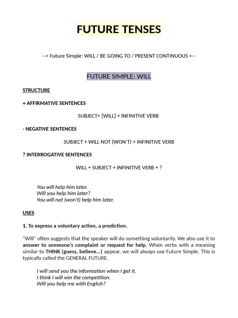 FUTURO SIMPLE (Will, Going To, Present Continuous) Grado Medio | PDF | Verb | Linguistics