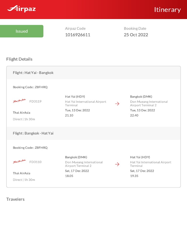 Airpaz Flight Itinerary 1016926611 2 | PDF