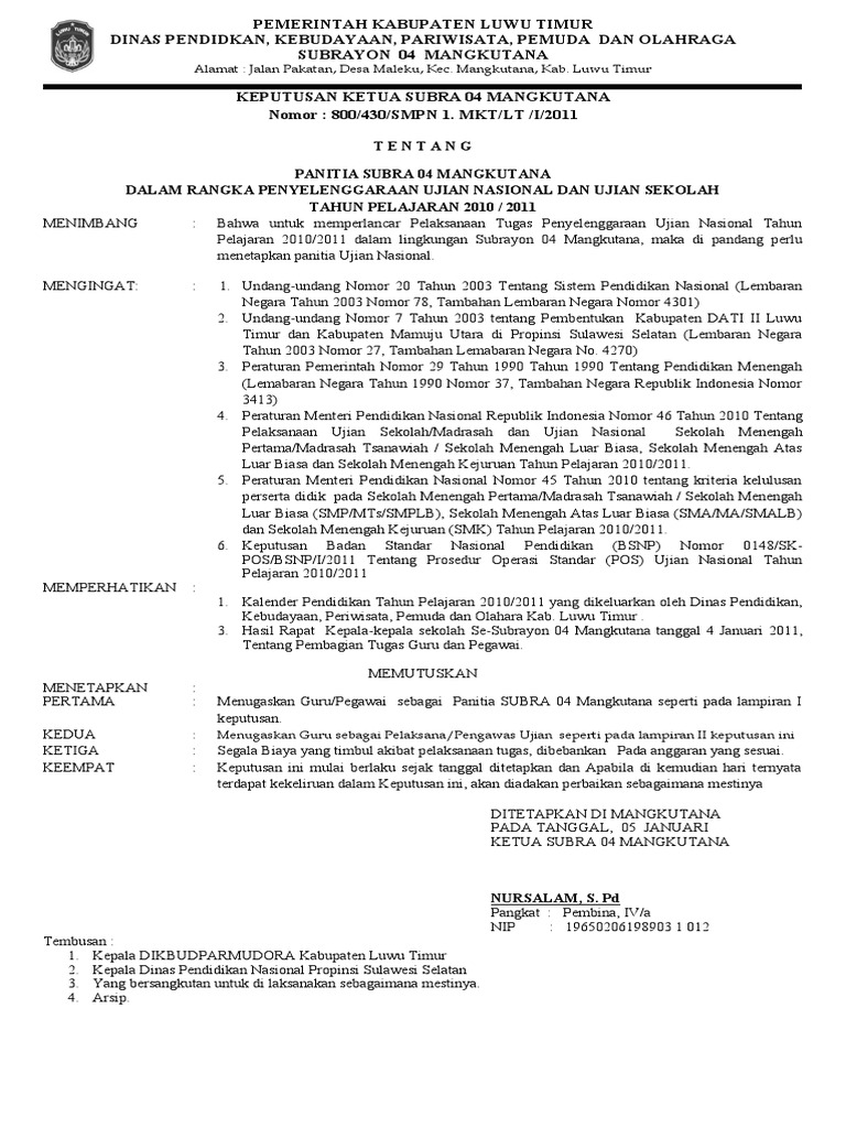 Sk. Panitia Subra 04 Mangkutana | PDF