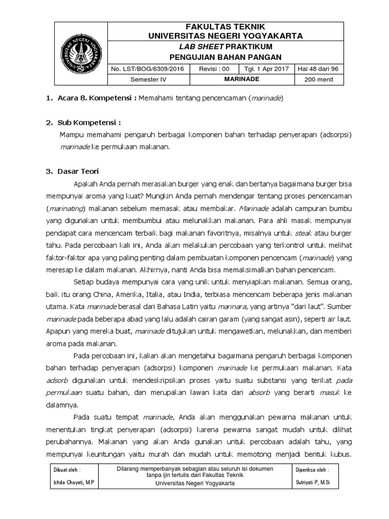 08 Labsheet UBP - Marinade | PDF