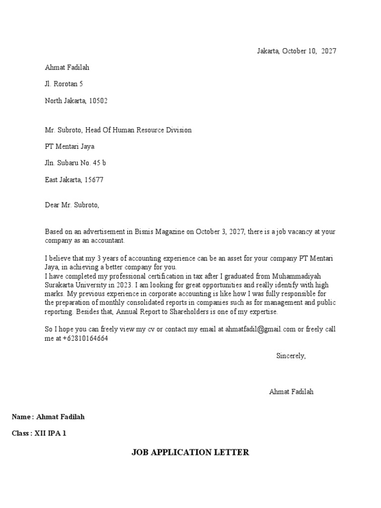 QUESTIONS AND ANSWER A JOB APPLICATION LETTER | PDF | Economies ...