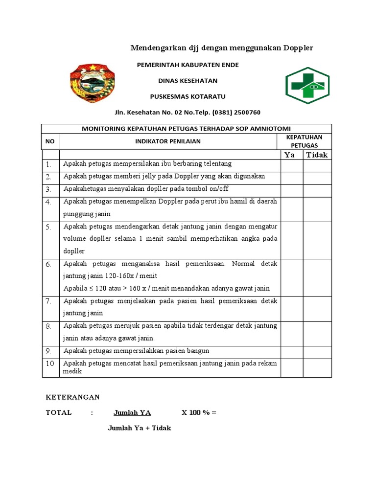 Daftar Tilik Mendengarkan DJJ DGN Doppler | PDF