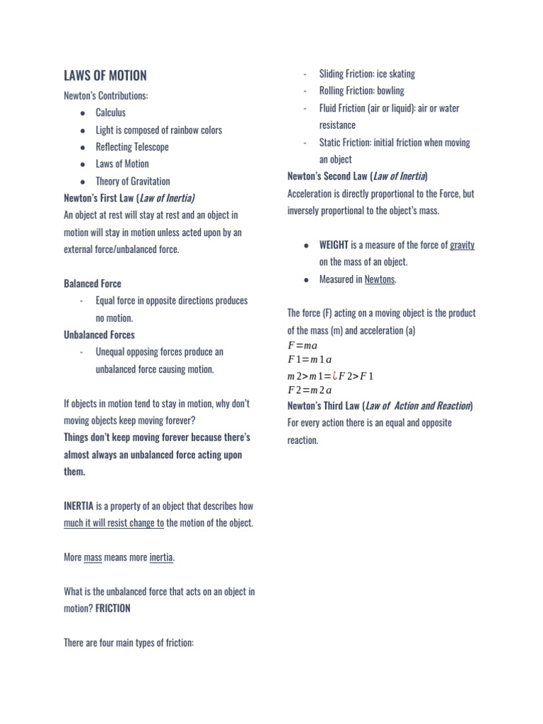 Physics Reviewer - 3RD Quarter | PDF | Force | Newton's Laws Of Motion