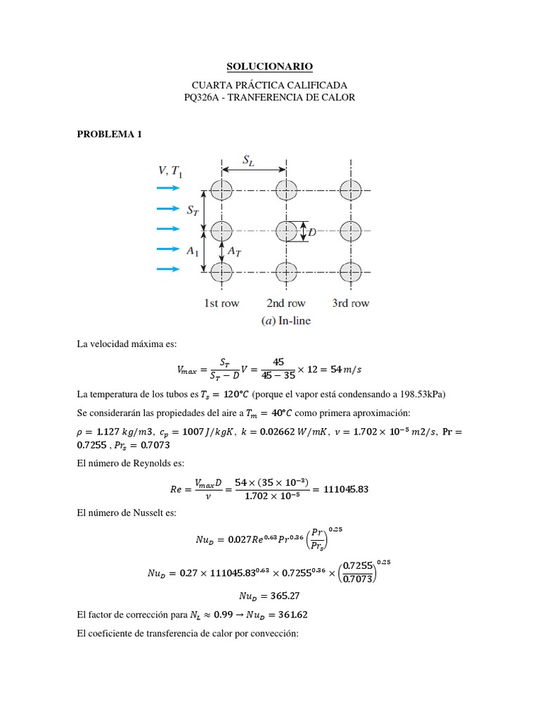 Solucionario Práctica Calificada N°4 - 2022-2 | PDF | Convección | Ingeniería de Procesos