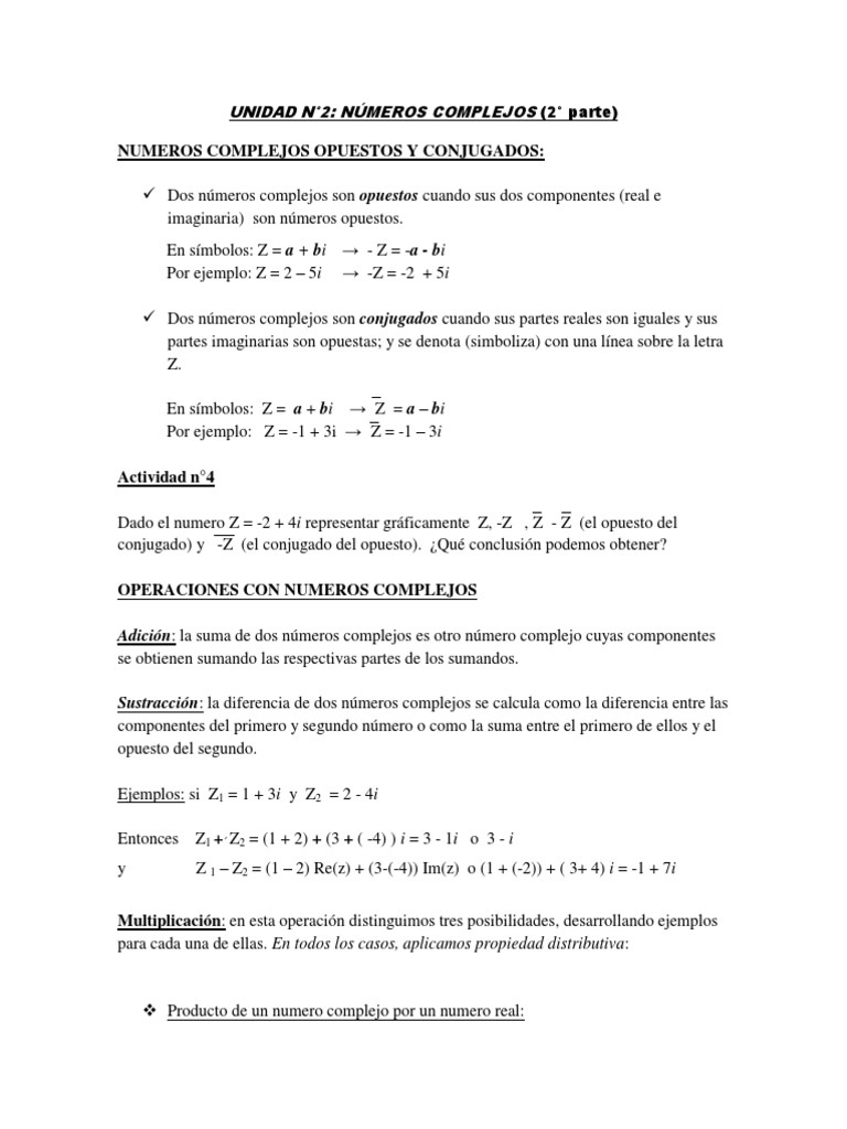 NUMEROS COMPLEJOS - 2°parte | PDF | Exponenciación | Número complejo
