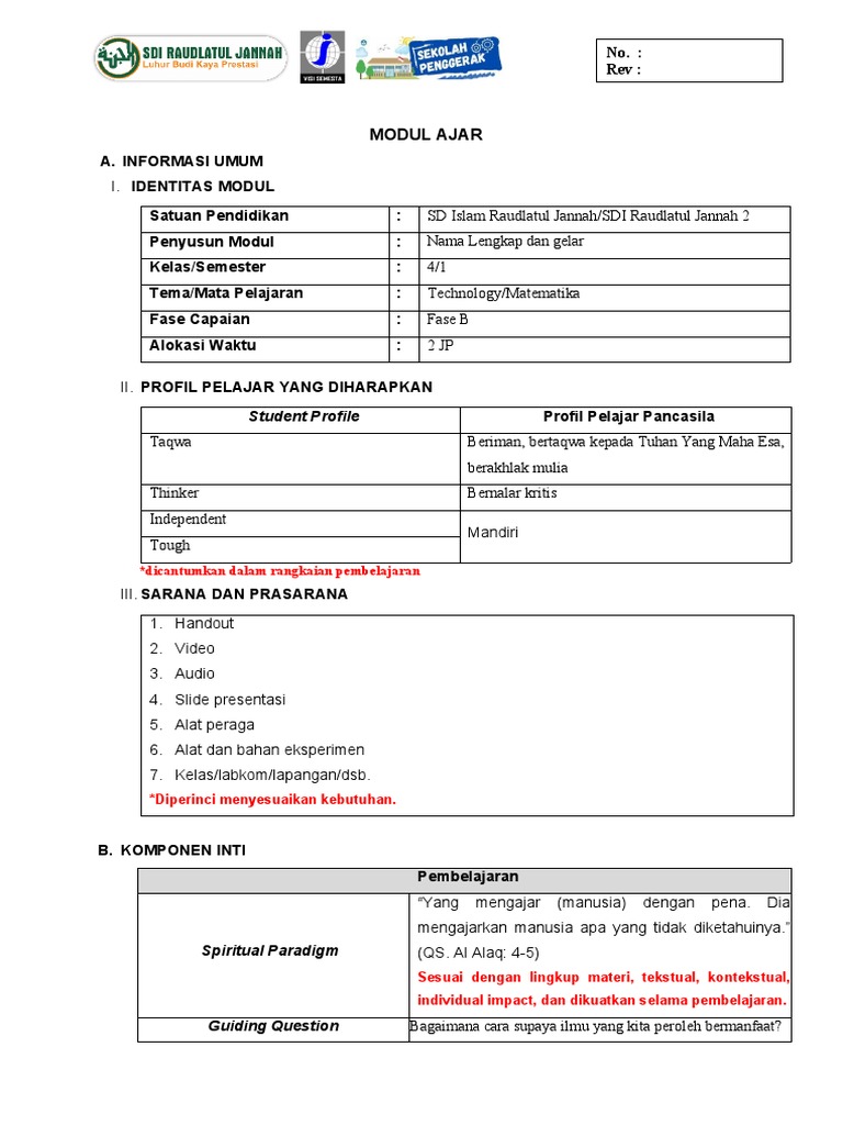 Modul Ajar Contoh Supervisi - Fix | PDF | Karier & Perkembangan | Seni