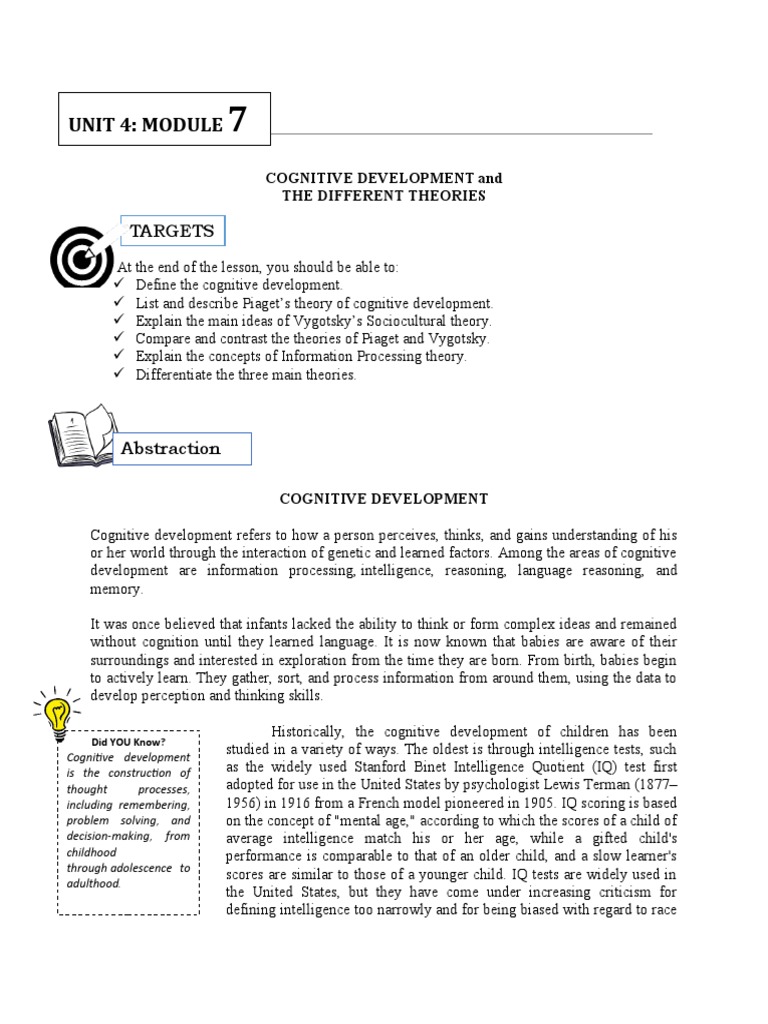 Unit 4 - Cognitive Development | PDF | Cognitive Development | Attention