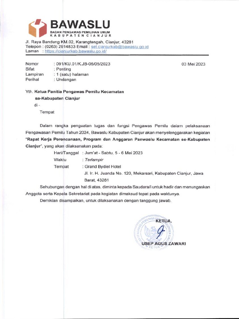 Undangan Raker 5-6 Mei 2023 | PDF