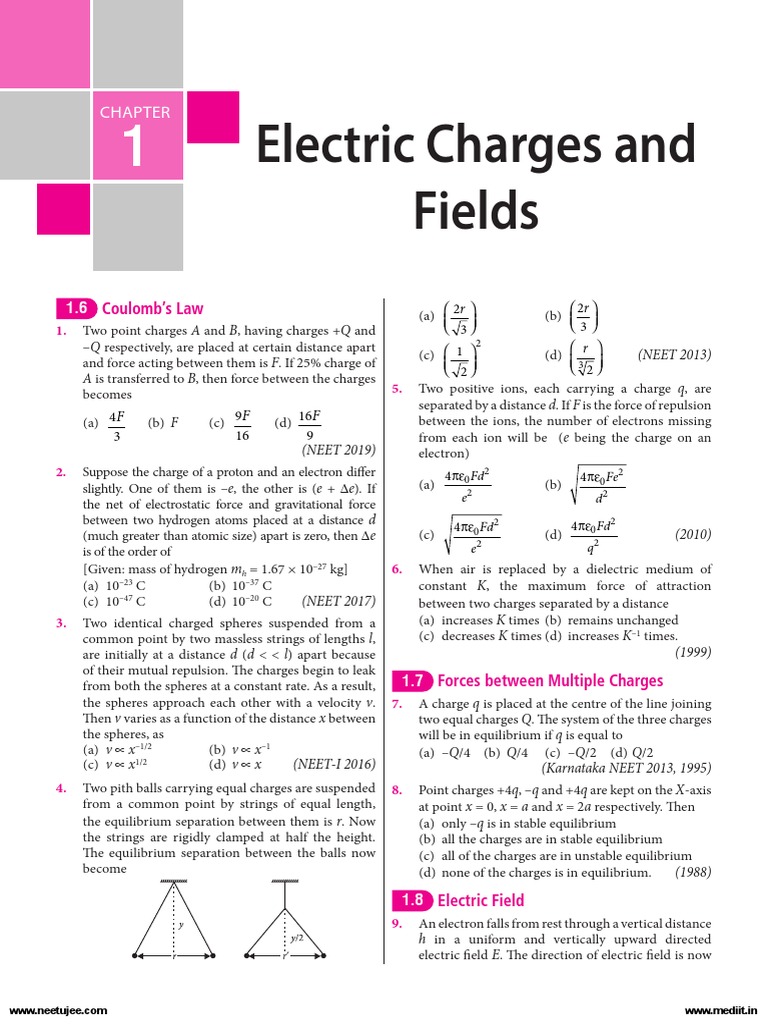 ELECTROSTATICS | PDF | Electric Charge | Electric Field