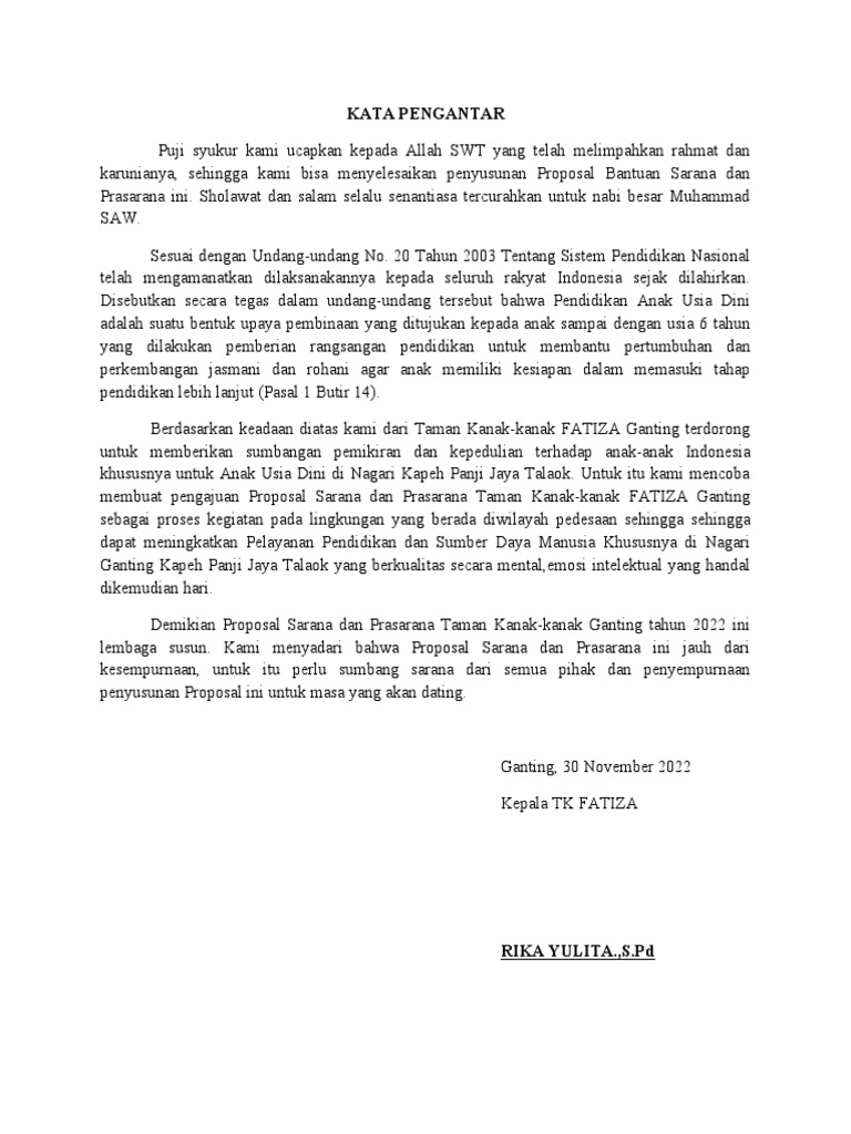 KATA PENGANTAR Proposal | PDF