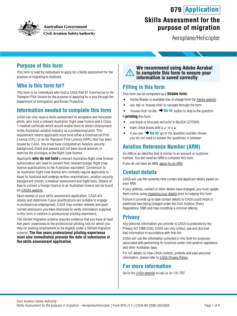 application-skills-assessment-migration-pilot-form-79 | PDF | Flight ...