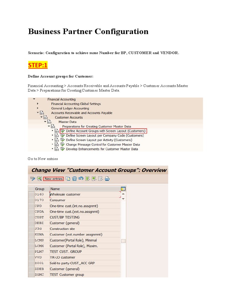 Business Partner Configuration: Scenario: Configuration To Achieve Same Number For BP, CUSTOMER ...