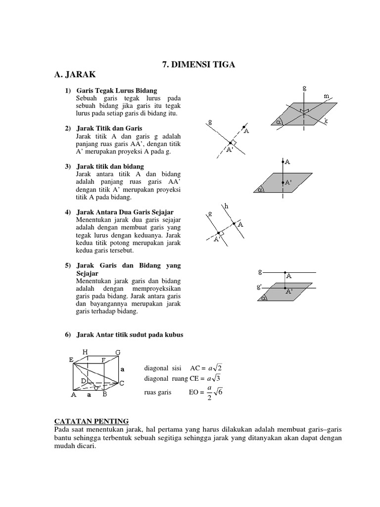 Jarak dan Sudut dalam Dimensi Tiga | PDF