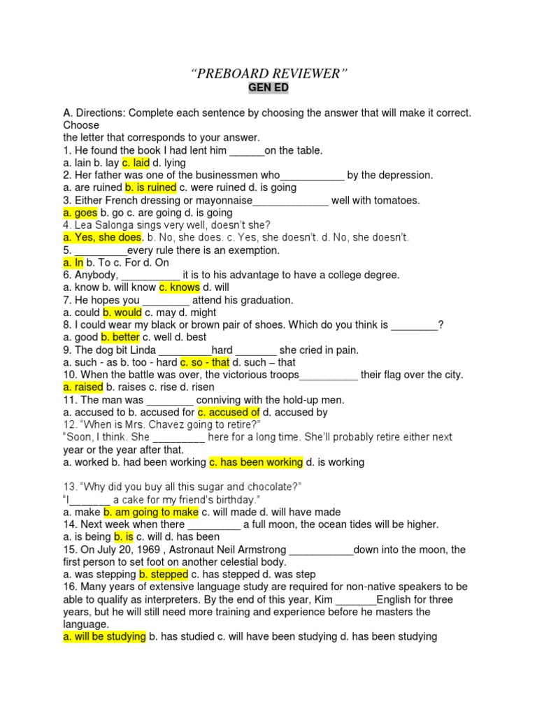 General Education Preboard Reviewer | PDF | Educational Assessment ...