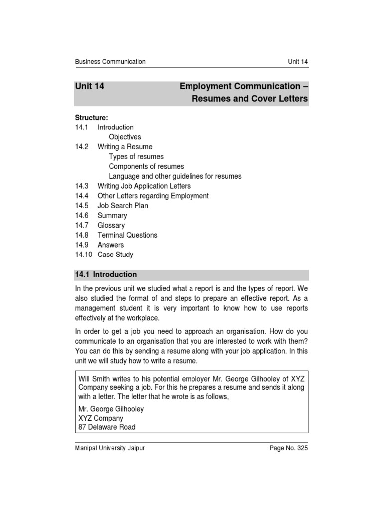 Employment Communication: Resumes & Letters | PDF | Résumé | Internship