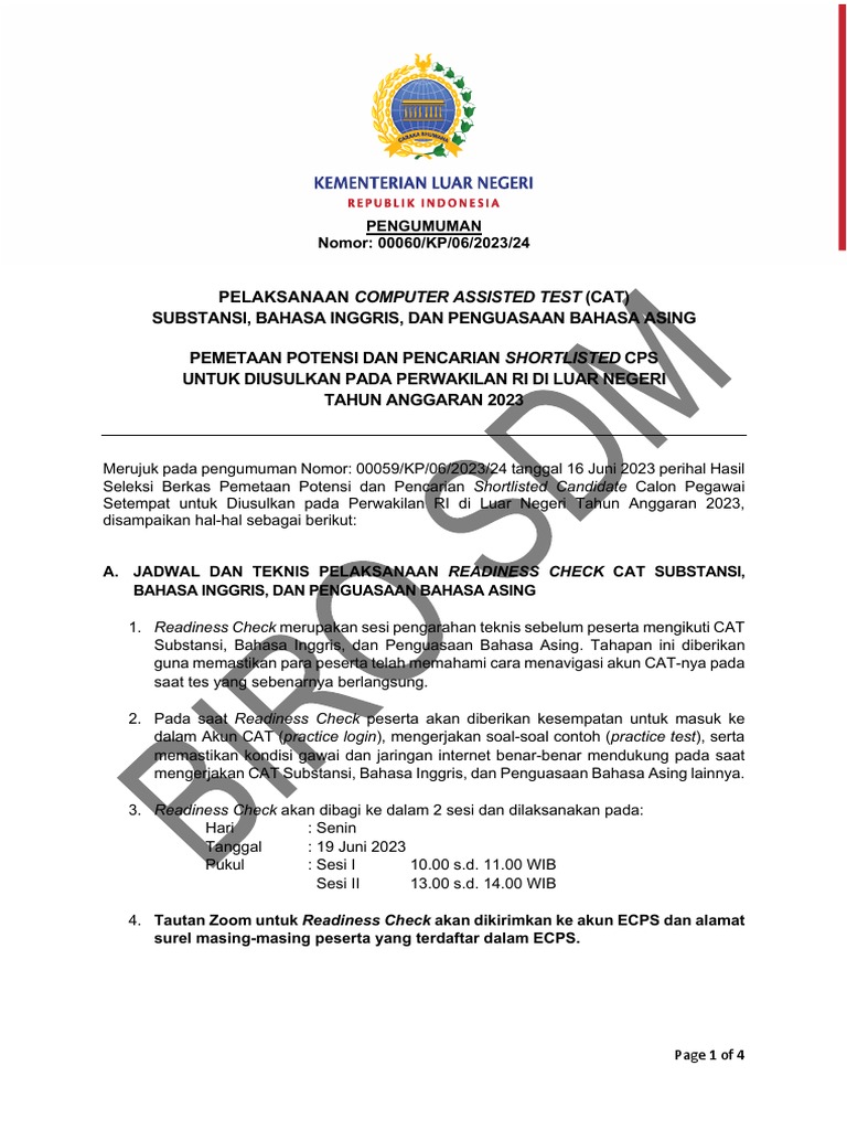 Pengumuman CAT CPS 2023 | PDF | Bisnis | Pengelolaan Keuangan & Uang