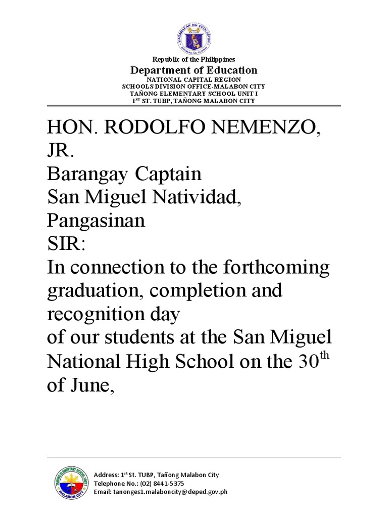 Letter of Request From Barangay | PDF