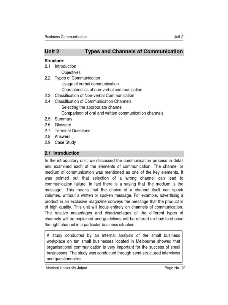 Unit 2 Types and Channels of Communication | PDF | Communication ...