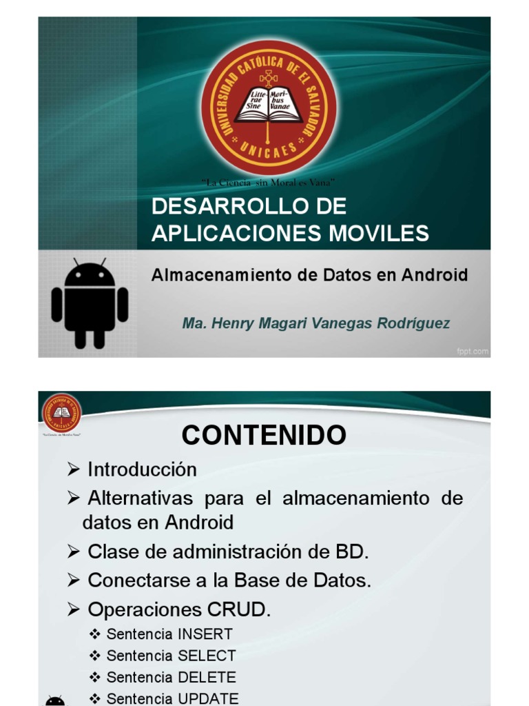 DEM T11 Almacenamiento SQLite | PDF | Bases de datos | Archivo de computadora