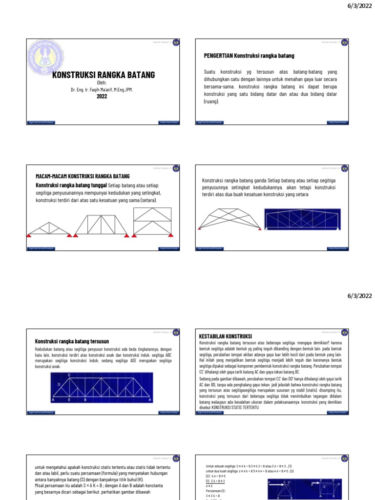 Konstruksi Rangka Batang: Analisis Stabilitas | PDF