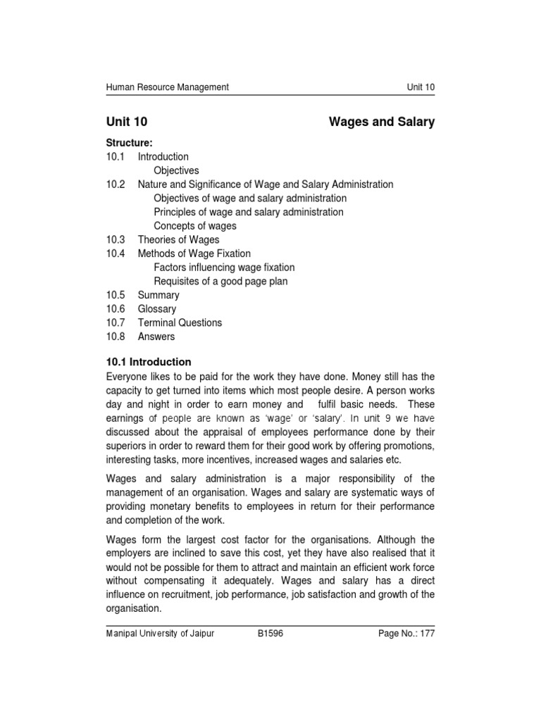 Unit 10 Wages and Salary | PDF | Cost Of Living | Salary