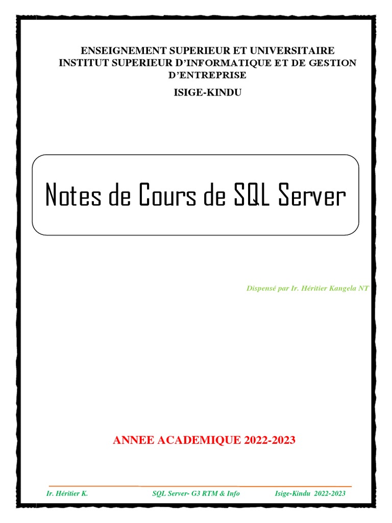 SQL Server | PDF | Microsoft SQL Server | Informatique décisionnelle