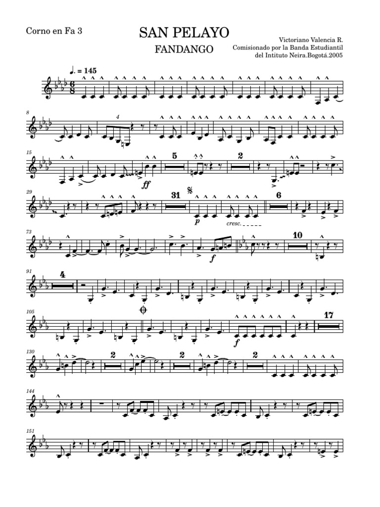 San Pelayo-fandango-corno en Fa 3 | PDF