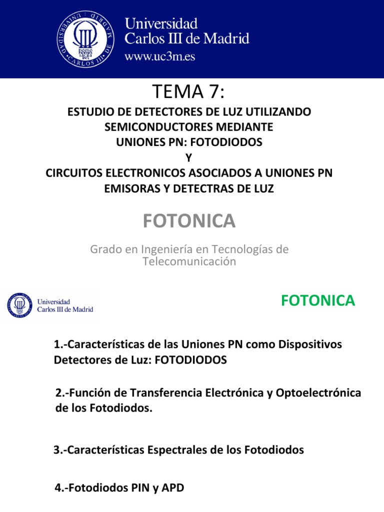 TEMA 7 ESTUDIO DE DETECTORES DE LUZ UTILIZANDO SEMICONDUCTORES MEDIANTE ...