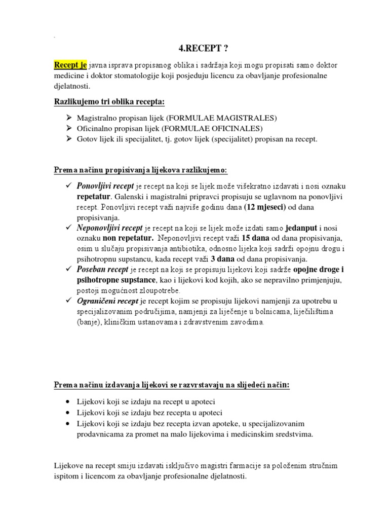 Šta Je Recept ? | PDF