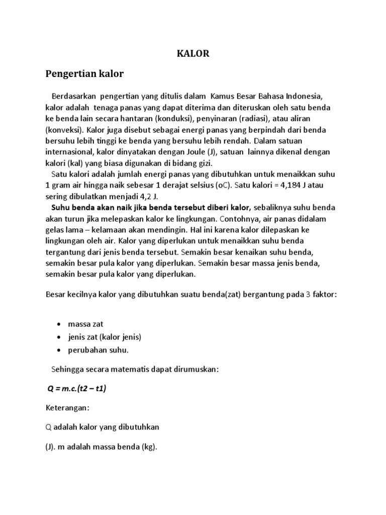 Kalor | PDF | Sains & Matematika