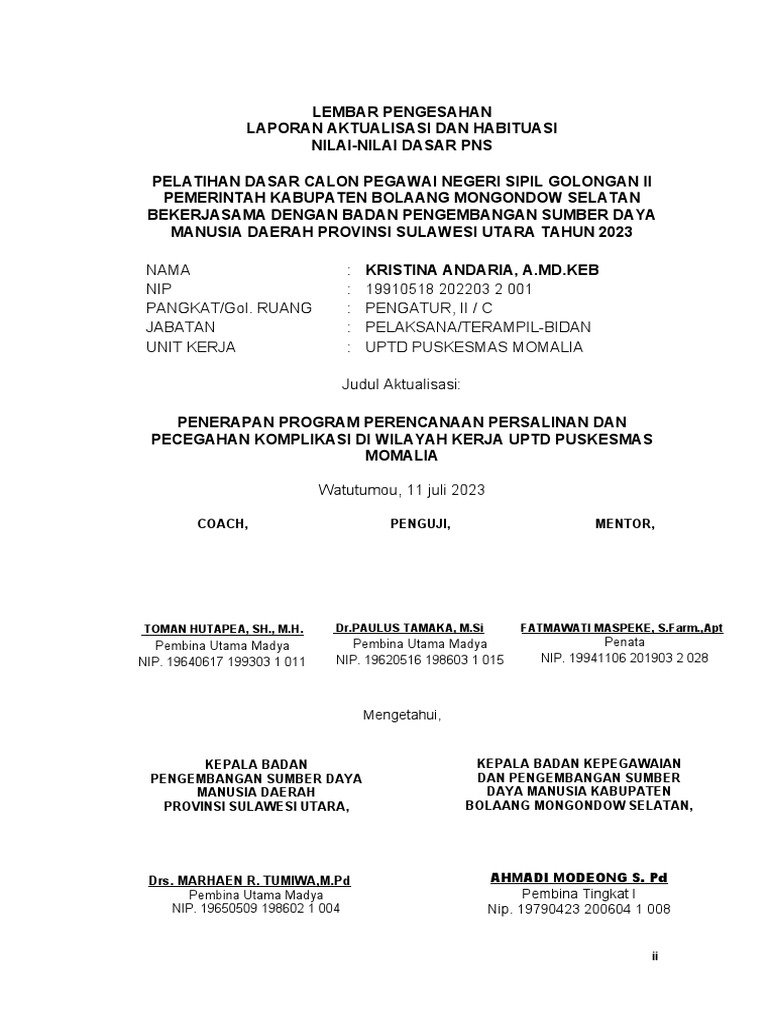 TTD Lembar Pengesahan Hasil | PDF