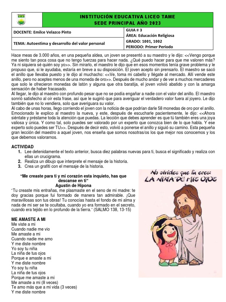 Guia Autoestima Decimo Religion | PDF | Amor | Dios