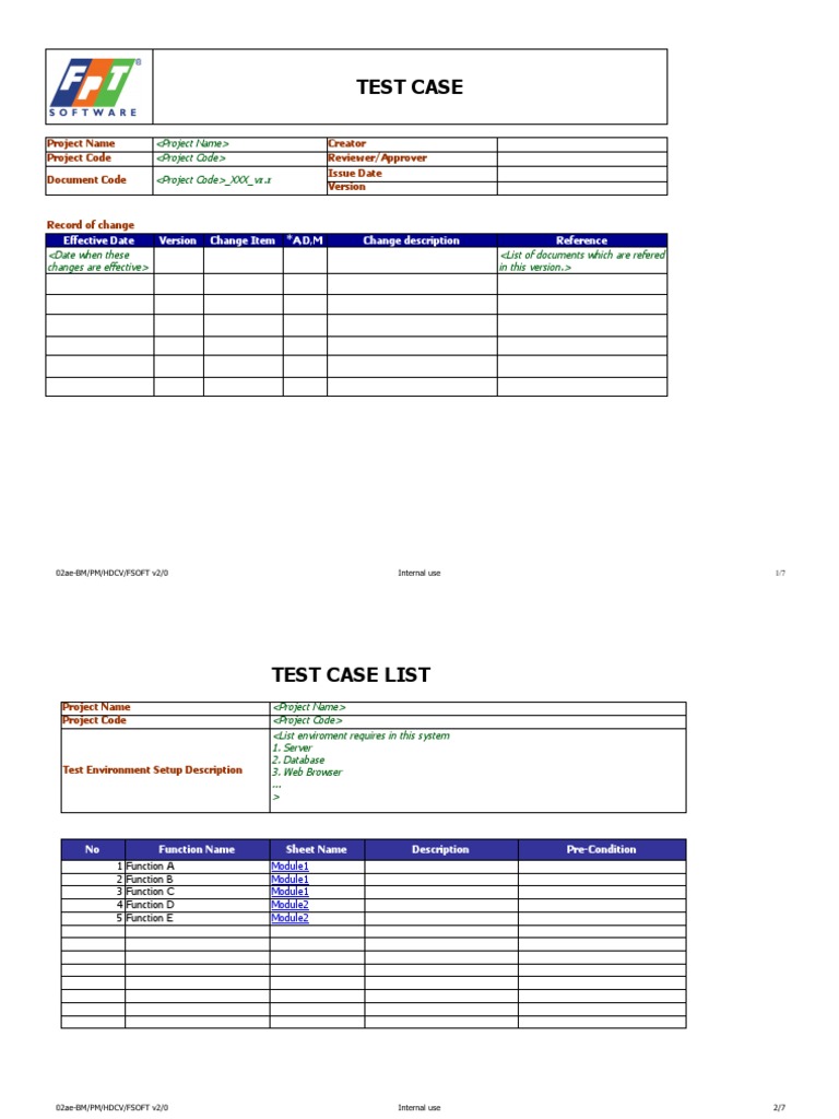 Template Integration Test Case Pdf Computing Software Engineering