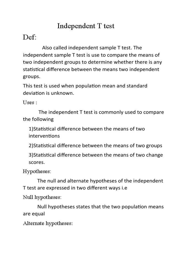 Independent T Test PDF