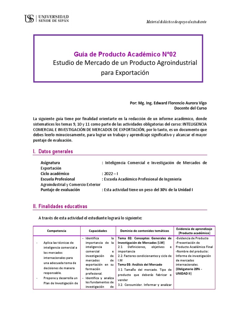 Guia de Producto Academico 2 | PDF | Investigación de mercado | Oferta (economía)