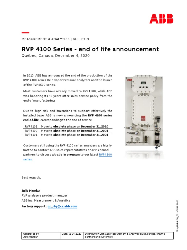 BTN - RVP4100 - Eol-En 12.2020 | PDF