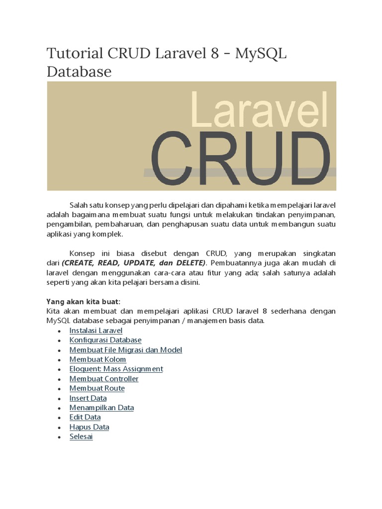 Tutorial CRUD Laravel 8 | PDF Tutorial CRUD Laravel 8 | PDF