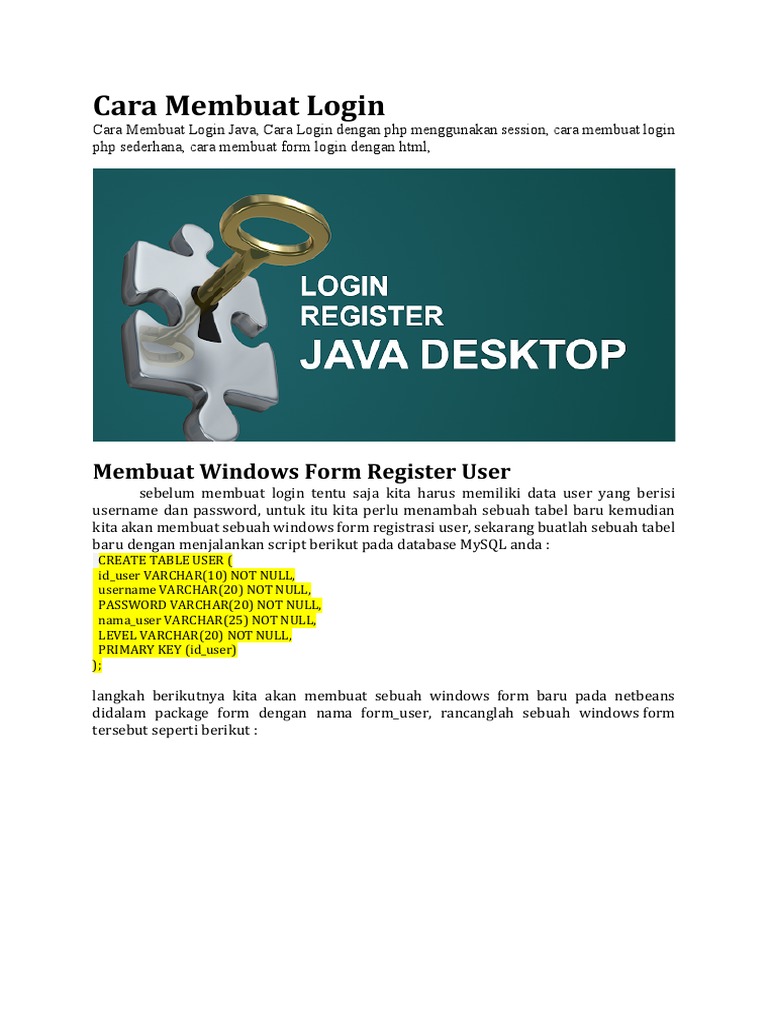 Cara Membuat Login Netbeans | PDF