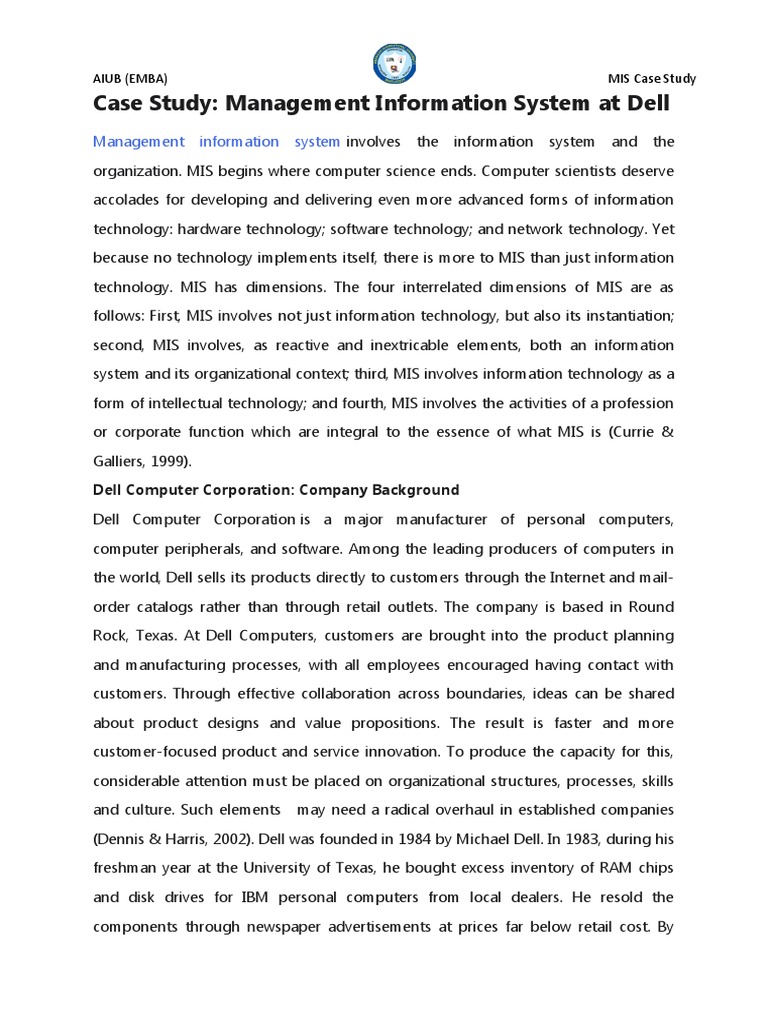 Dell Case Study | PDF | Databases | Management Information System
