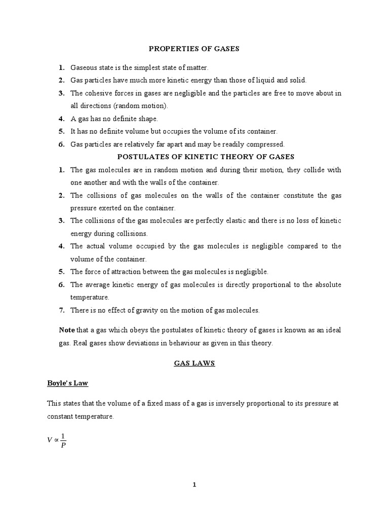 CHM 101 Lecture Note-Gas Laws | PDF | Gases | Atmosphere