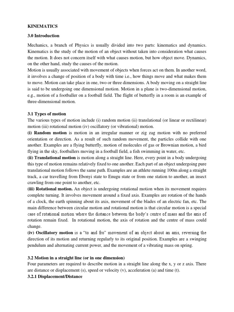 KINEMATICS | PDF | Speed | Velocity