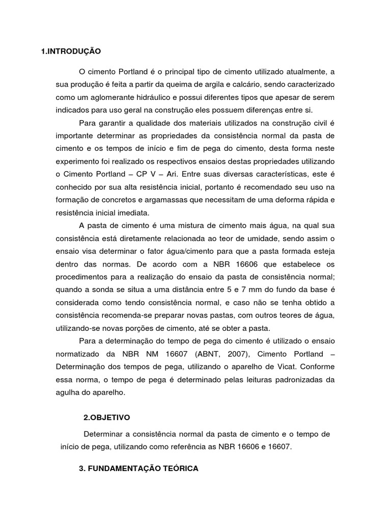 Cimento Portland Caracteristicas Pdf Cimento Materiais