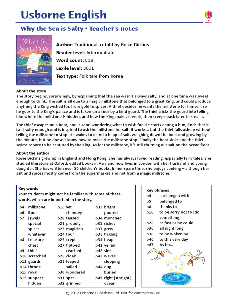 Why The Sea Is Salty Teachers Notes | PDF