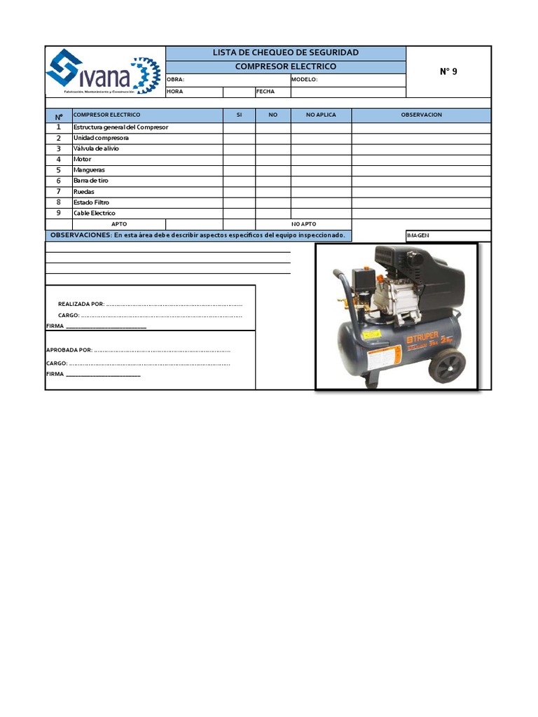 Check List Compresora Electrico | PDF
