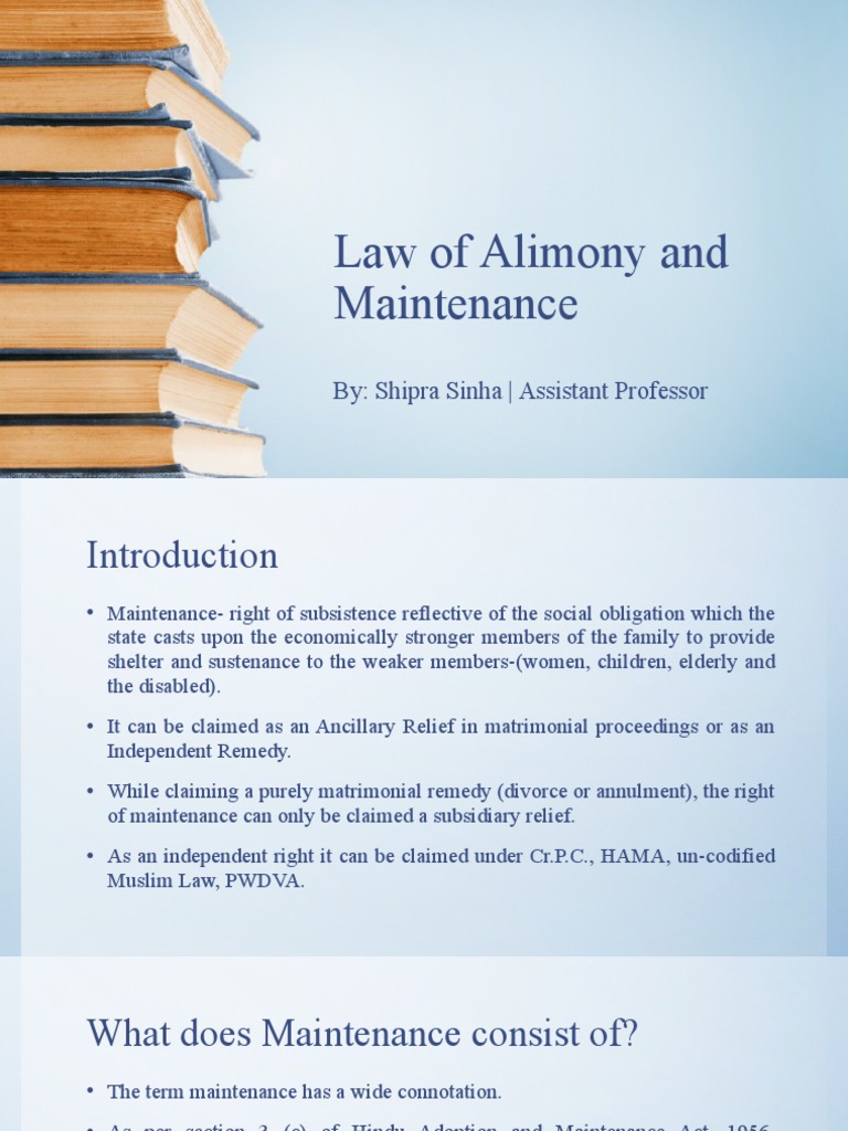 Law of Alimony and Maintenance | PDF | Family | Kinship And Descent