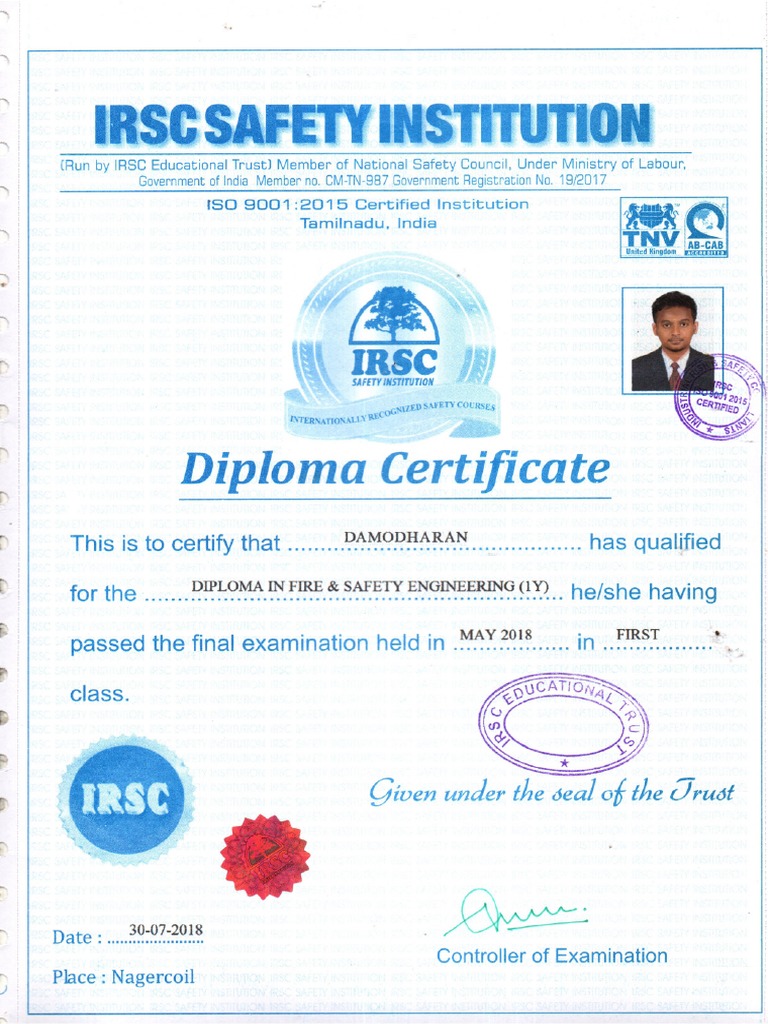 Diploma in Fire & Safety | PDF