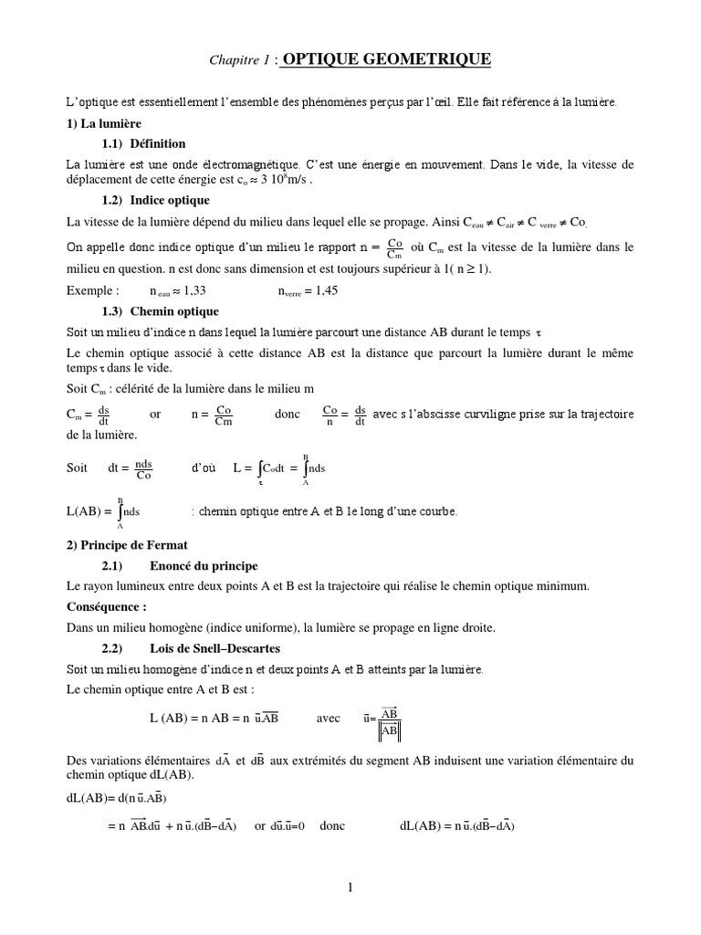 Introduction à l'optique géométrique | PDF | Lumière | Réfraction