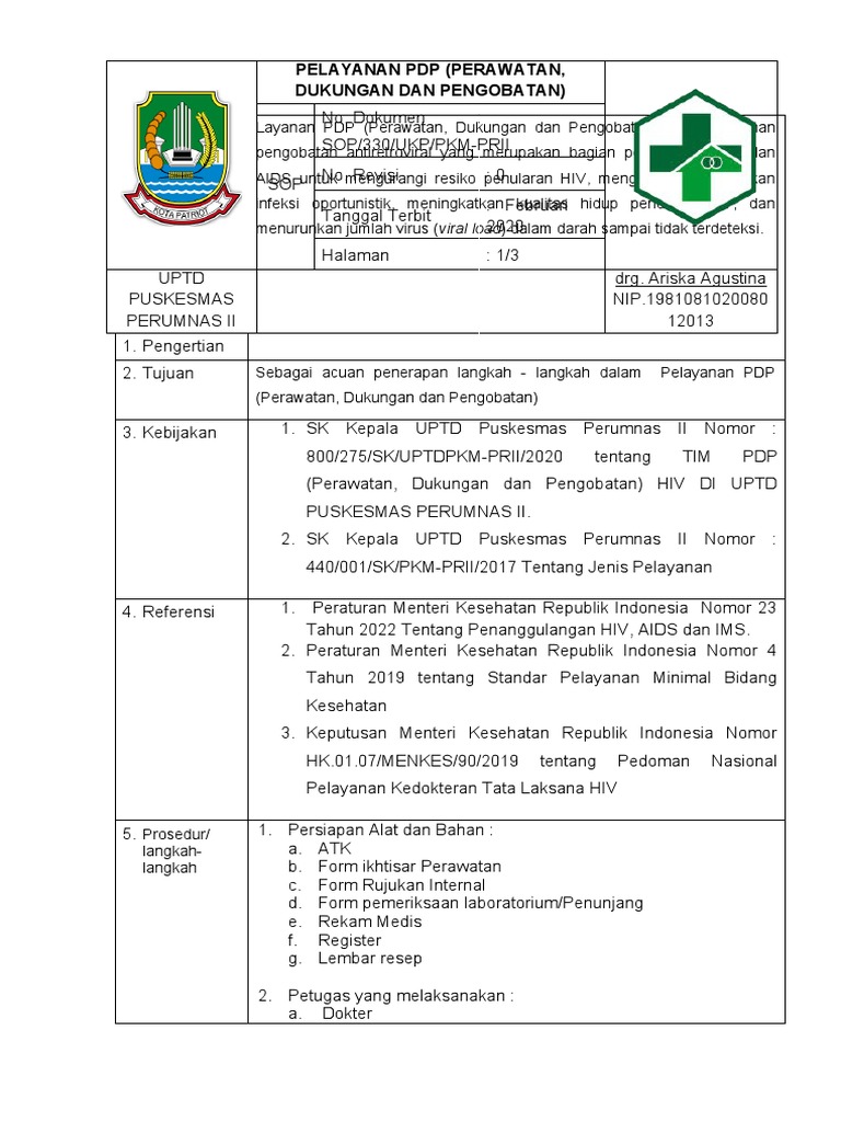 SOP PELAYANAN Poli PDP Perum 2 | PDF